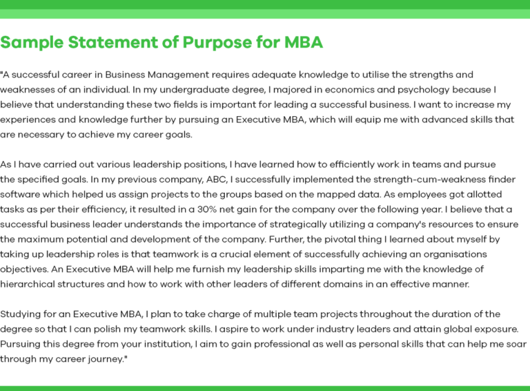 MBA Statement of Purpose Examples for Applicants