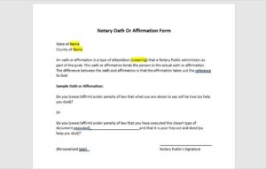 Oath of Affirmation Sample for Legal and Personal Use