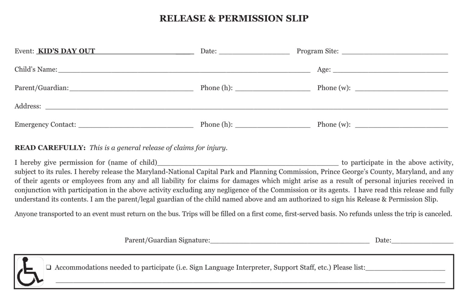 Permission Slip Template Examples for Schools